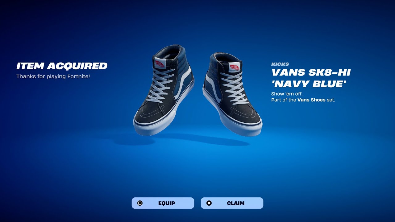 How to Get Vans Sk8-Hi Navy Blue Kicks NOW FREE In Fortnite! - YouTube