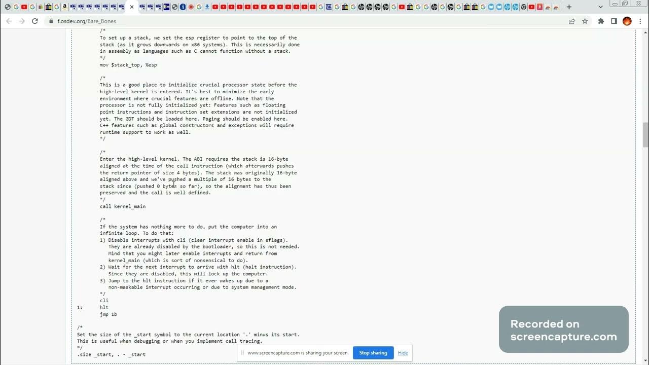 OSDev - Kernel Simple Bare Bones Compilado con DJGPP como EXE - YouTube