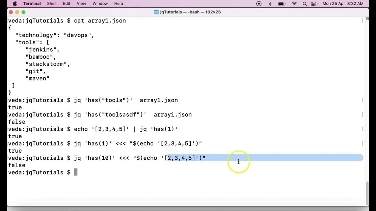 Jq Command Tutorials Video 20 Has Function By Narendrap Youtube