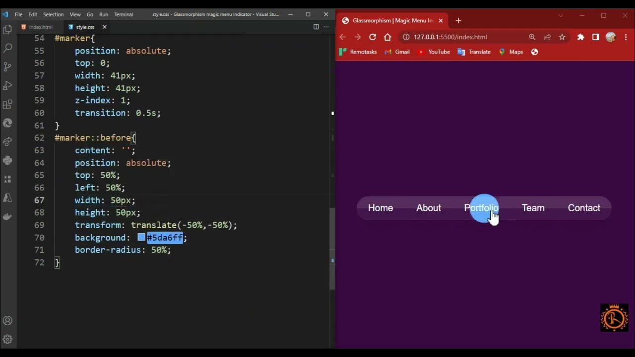 Glassmorphism Menu Indicator using CSS & Javascript - YouTube