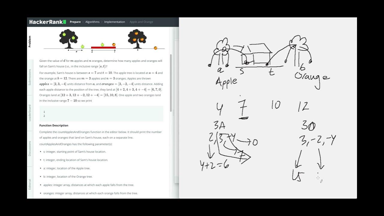 Solving hackerrank problem "Apple and Orange" - YouTube