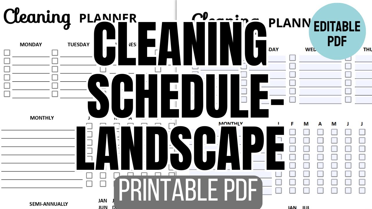 Cleaning Schedule Printable (PDF) - Landscape - YouTube