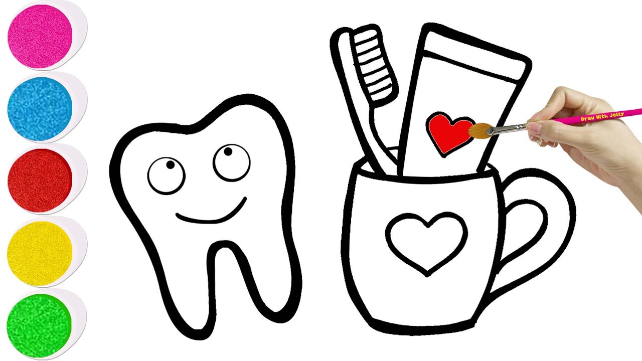 How to Draw and Coloring Toothpaste and Toothbrush - YouTube