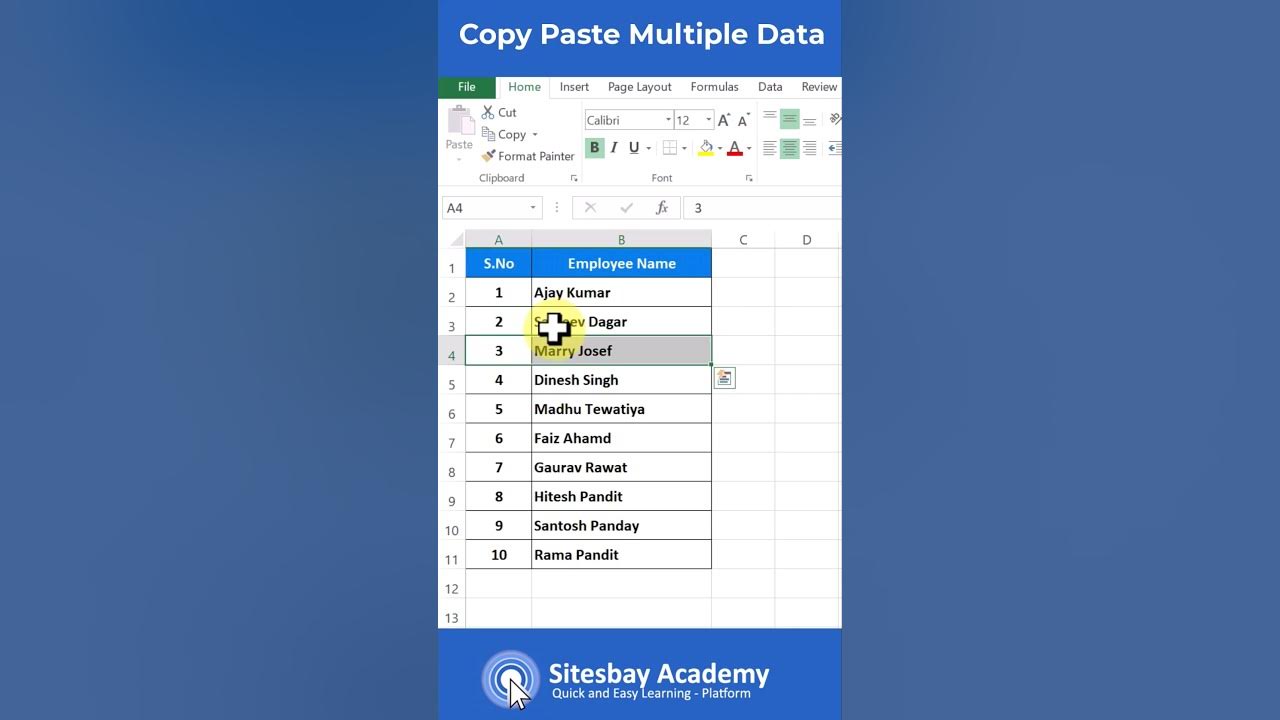 Copy Multiple Data and Paste Once in MS Excel #exceltips #exceltutorial #excel #MSExcel - YouTube