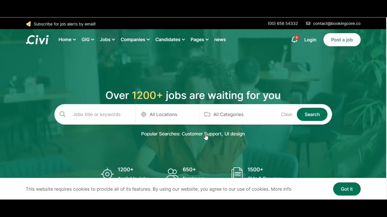 Civi - Theme for JobCore Laravel Job Board CMS By BookingCore - YouTube