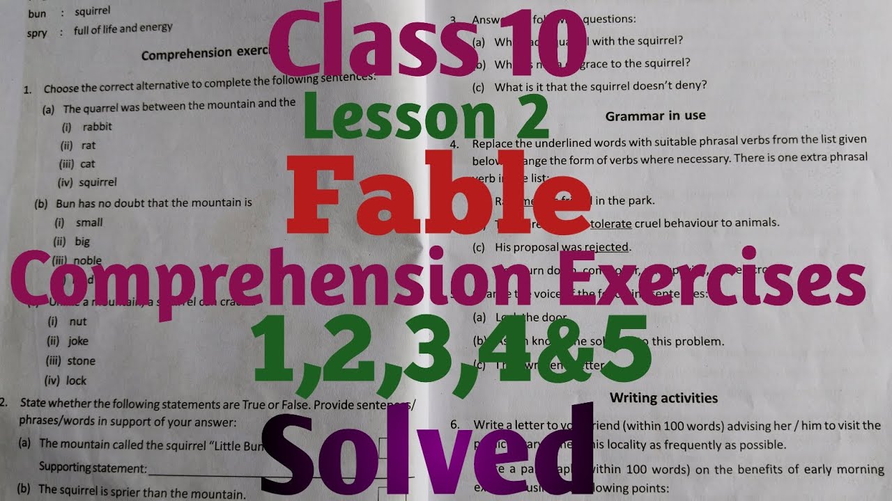 Class 10 Lesson 2 Fable//Exercises 1,2,3,4,5 solved//WBBSE - YouTube