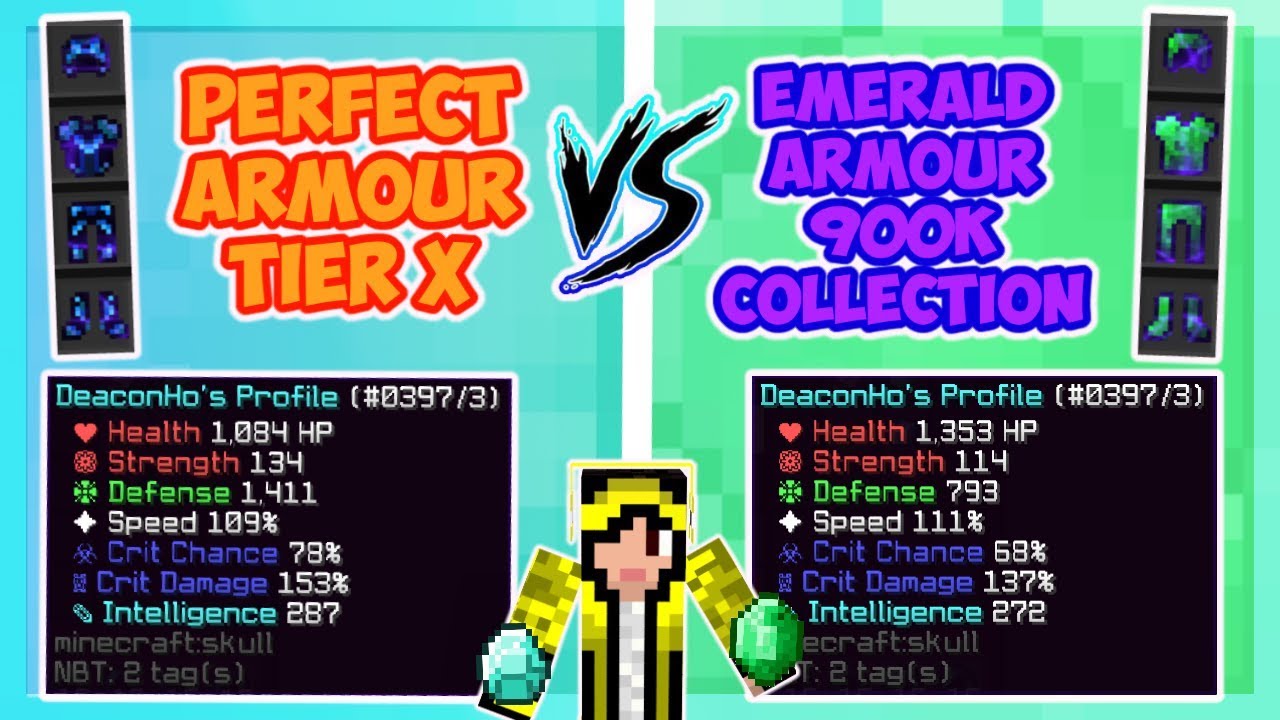 Perfect Armor TierX vs Emerald Armor with 900k collection -- Hypixel Skyblock - YouTube