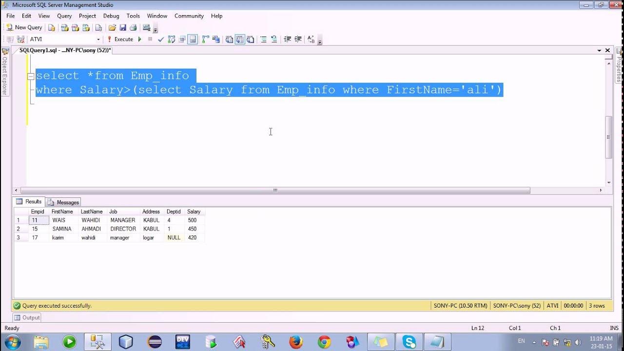 Lecture 8 SubQueries - YouTube