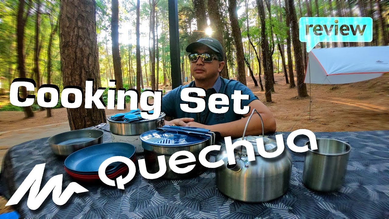 ชุดเครื่องครัวสแตนเลสสตีล กาต้มน้ำ แก้ว Quechua cookingset - YouTube