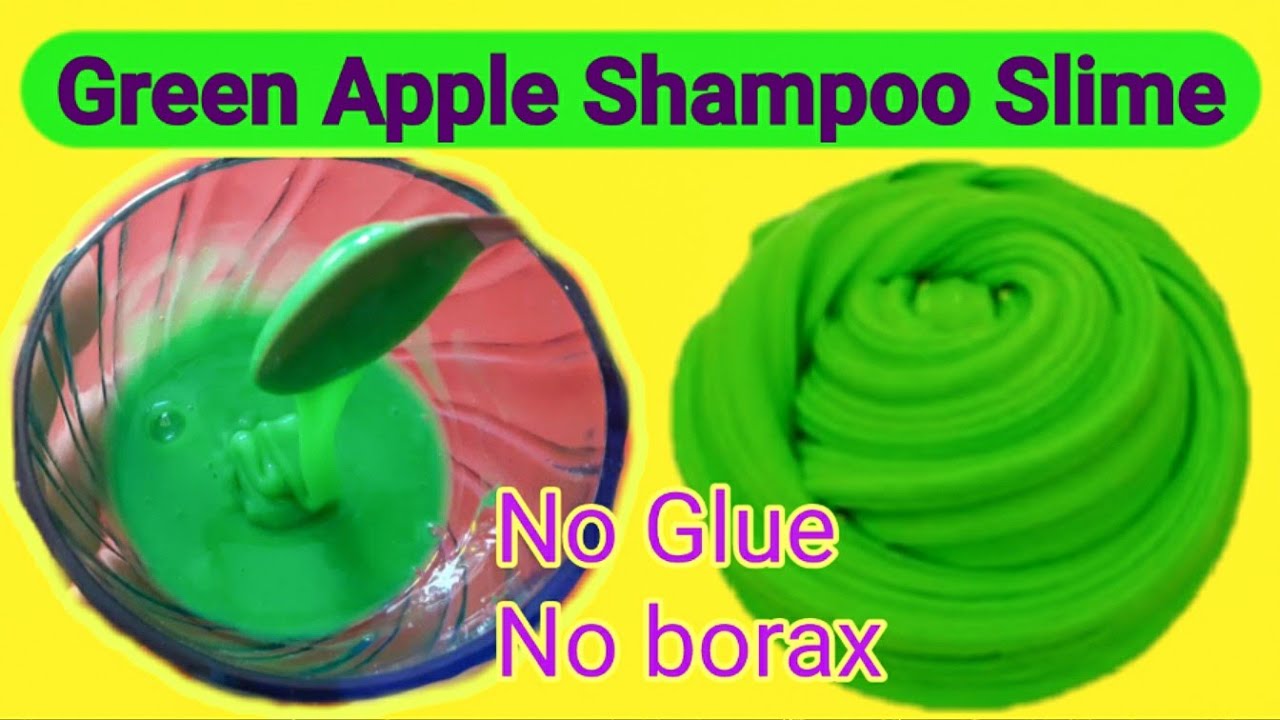 Green Apple Shampoo Slime || No Glue, No Borax || Shampoo slime making ...