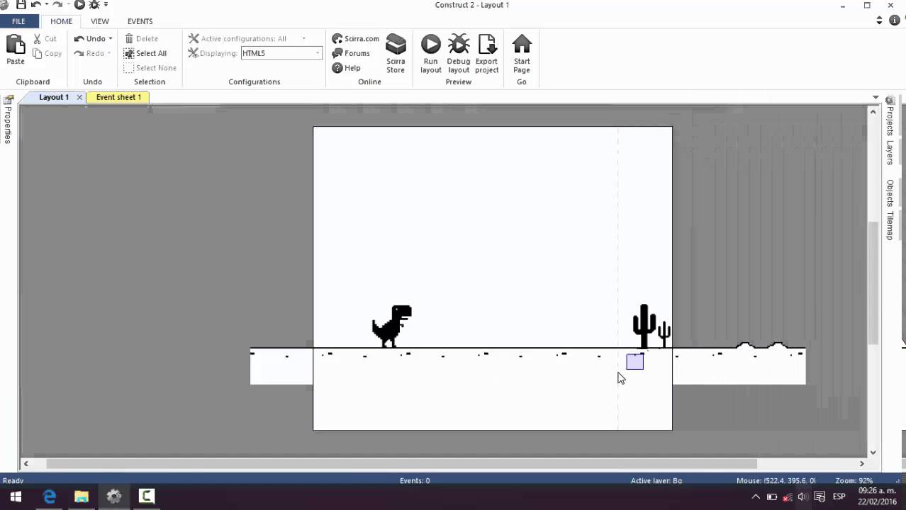Tutoriales Construct 2 Infinite runner (Plagio Chrome dino runner (Tomala google!)) pte1 - YouTube