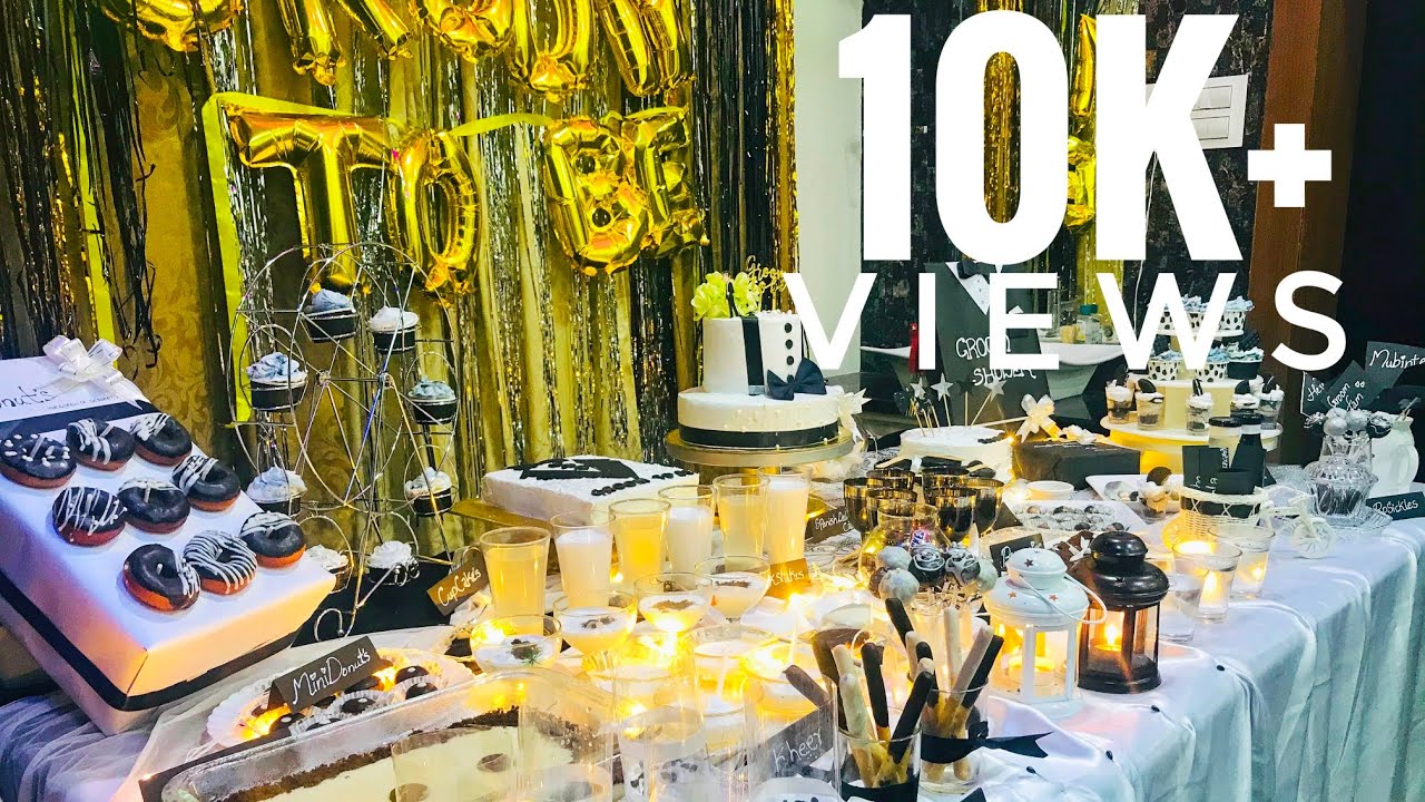 Groom shower | Groom to be party ideas | Black and white theme party ...