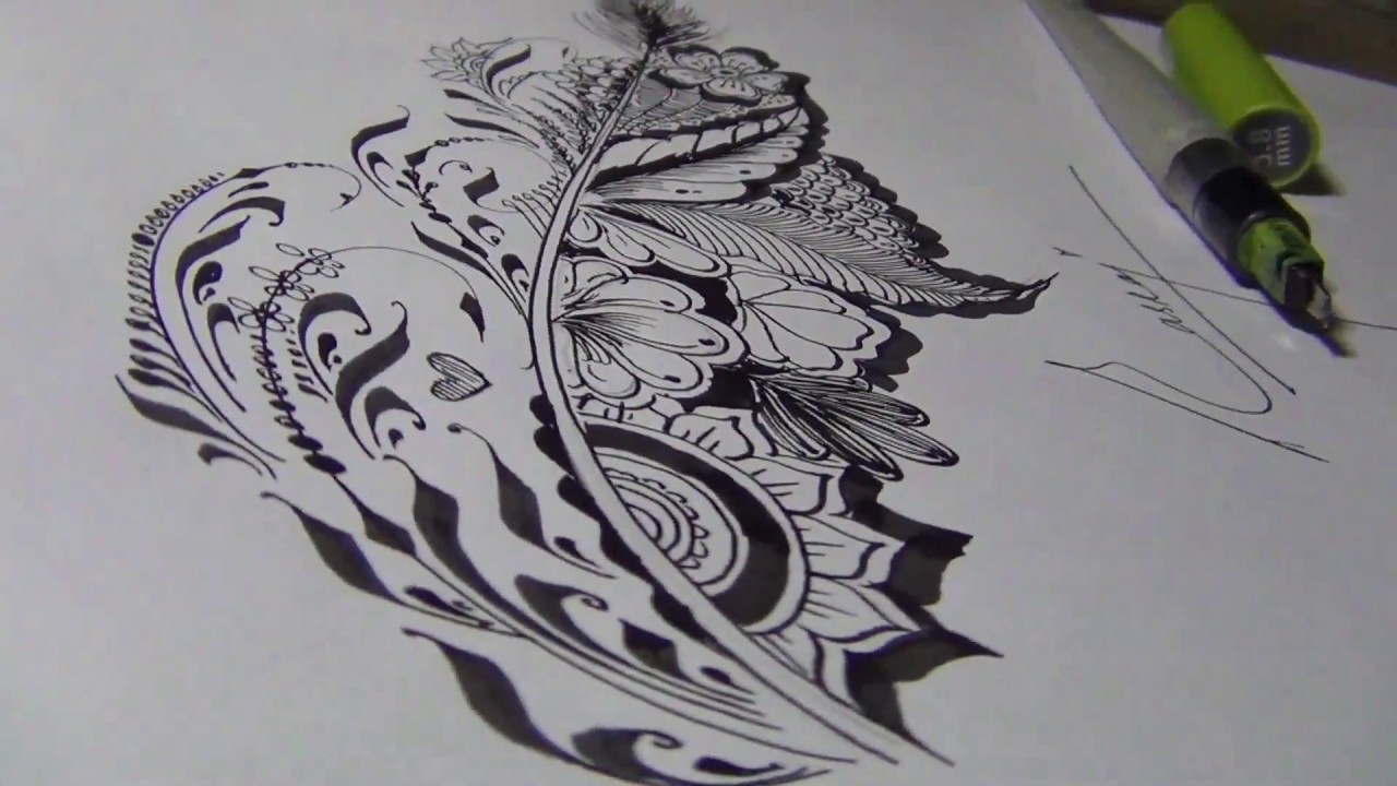 PARALLEL PEN FREEHAND DESIGN FOR BEGINNERS | CREATIVE DESIGN WITH PEN ...