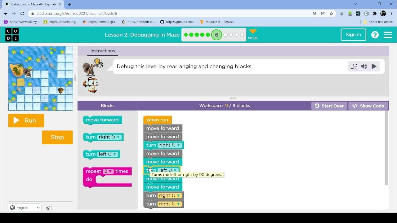L2-6 |Code.org | Express-2021 | Lesson 2: Debugging in Maze | level 6 - YouTube