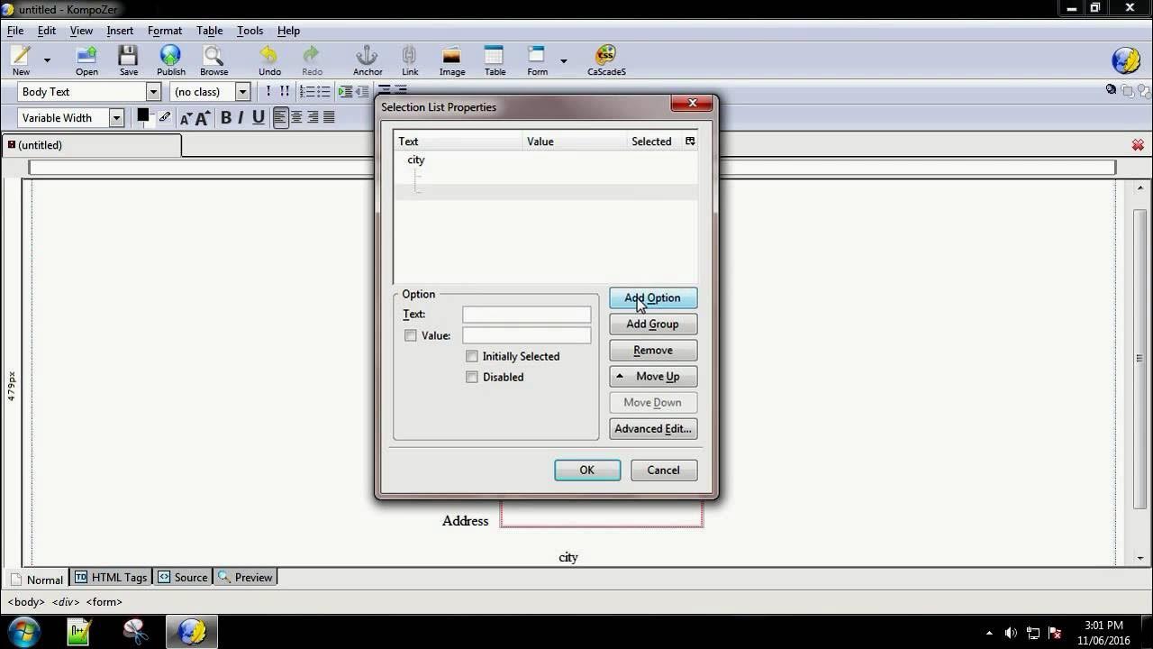 Practical 1-Creating Registration Form using Kompozer - YouTube
