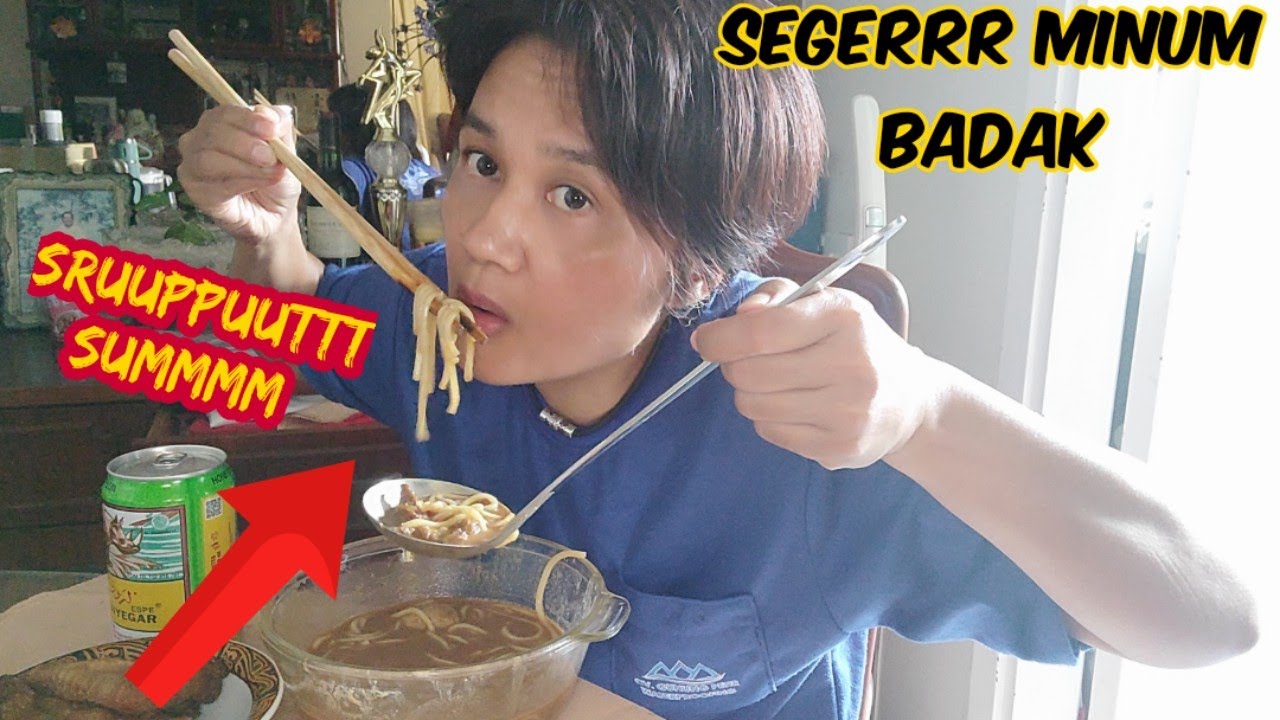 Mukbang Mie kolor ,minum Badak mantap | MARKONAH - YouTube