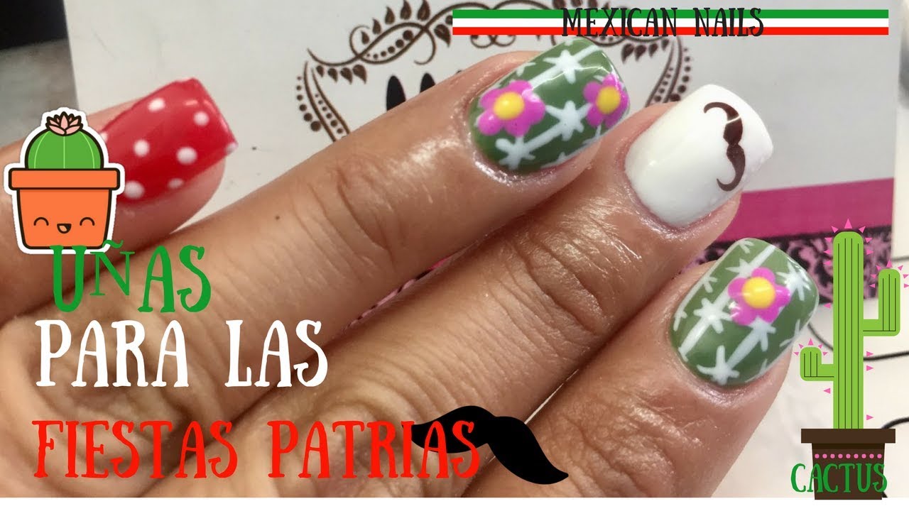 Diseño para las fiestas patrias🇲🇽mexican nails|Nail art|uñas mexicanas ...