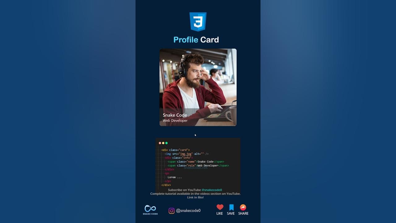 Css Profile Card Using Css Coding Webdesign Webdev Csstutorial Youtube