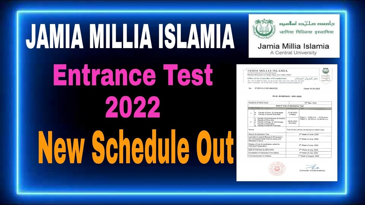 Jamia Entrance test postponed 2022 | jamia entrance 2022 revised ...