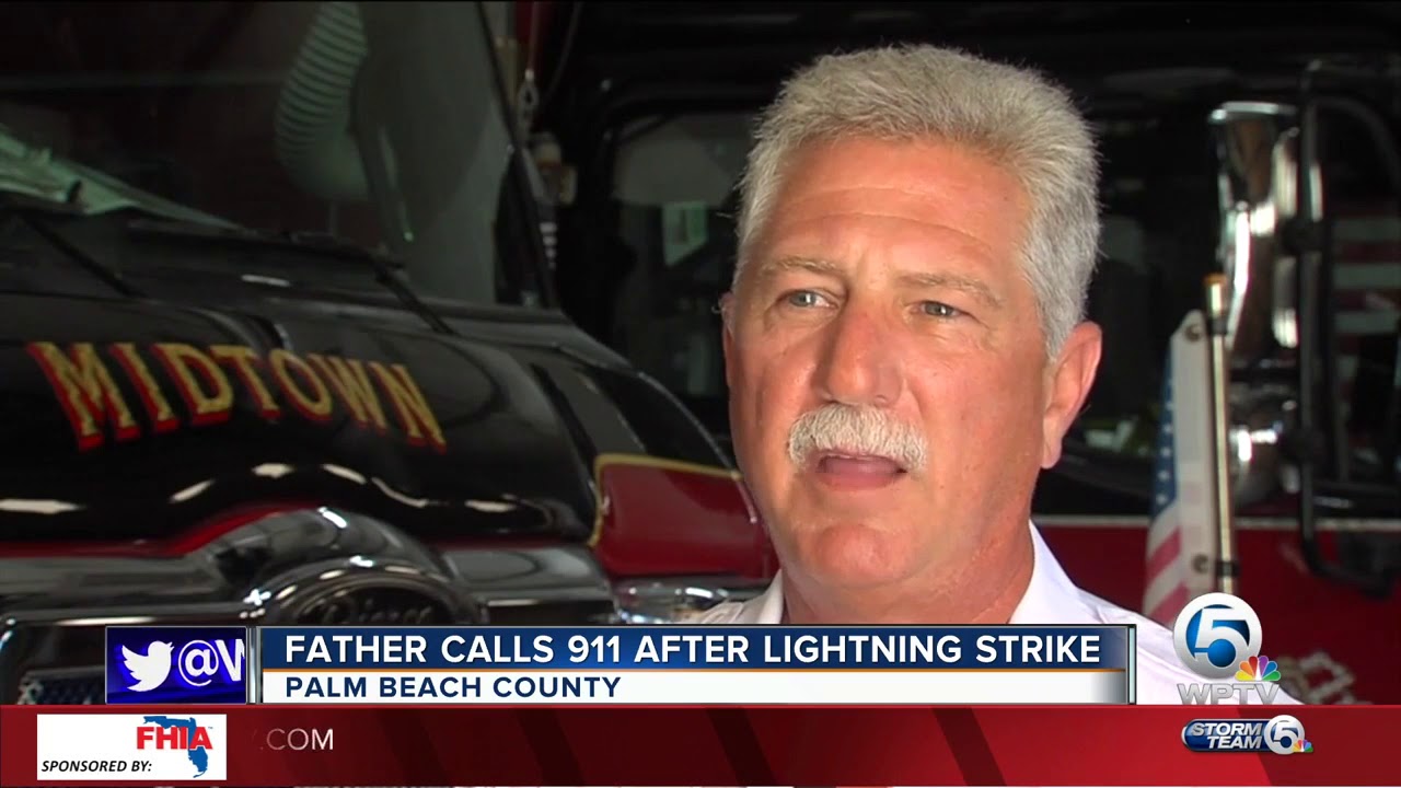 Father calls 911 after lightning strike - YouTube