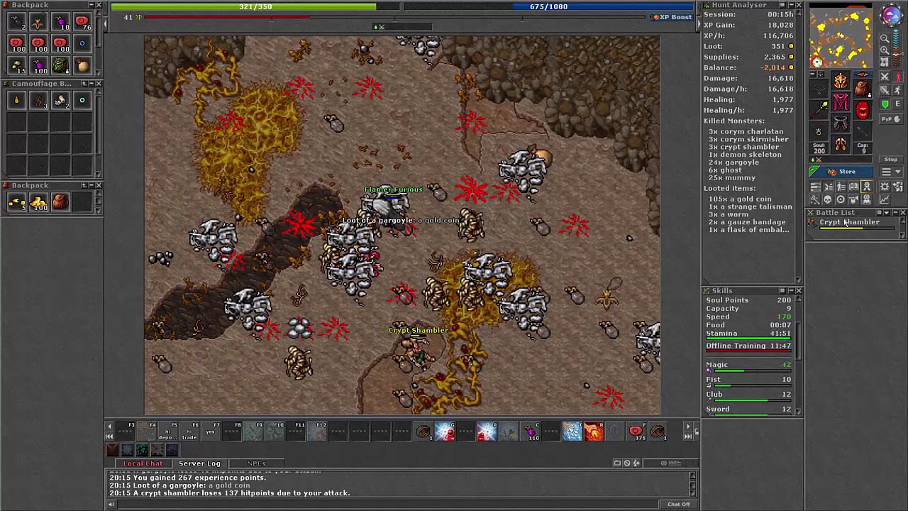 Tibia #6 - The Spikes (30+), 150k xp/h - Projeto Sorcerer - Flamer #02 ...