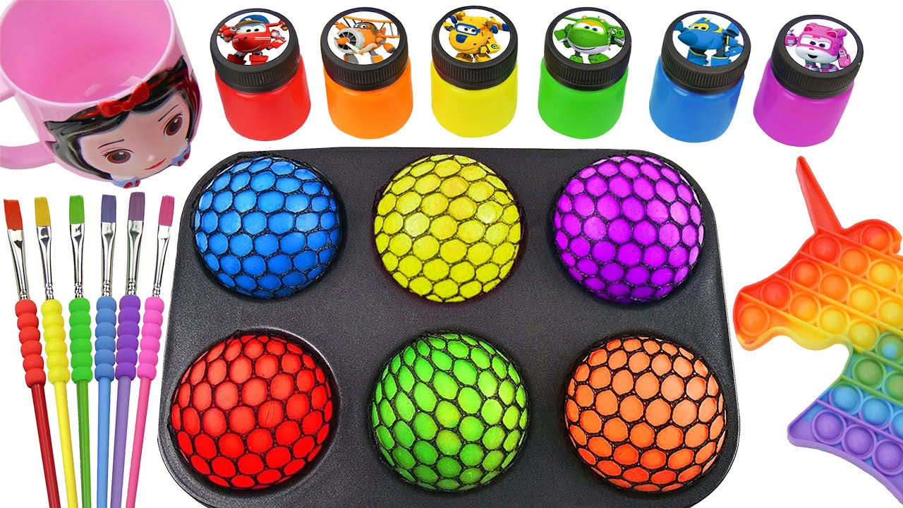 Satisfying Video l How to Make Rainbow Lollipop Slime WITH Slime Balls Paint Brush Cutting ASMR ...