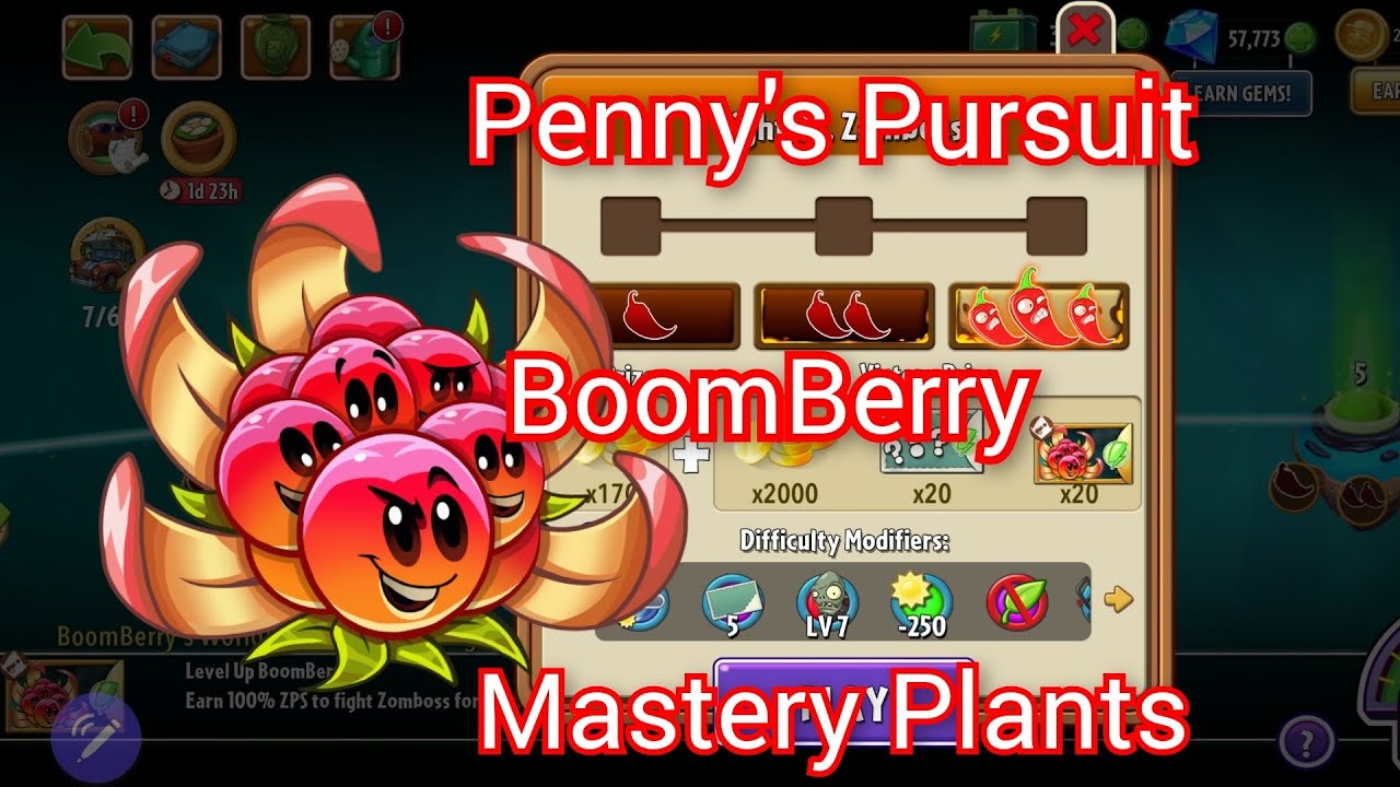Penny's Pursuit,BoomBerry,Plants vs Zombies 2,Mastery Plants - YouTube