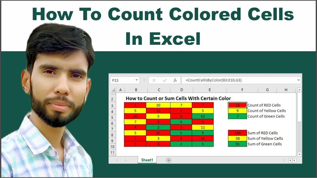 How to count colored cells in Excel | - YouTube