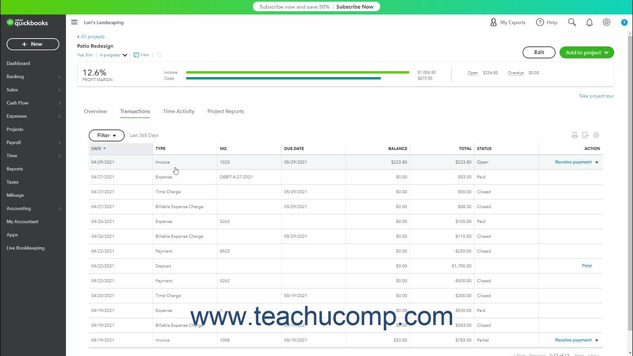 QuickBooks Online Tutorial Using Project Reports Intuit Training - YouTube
