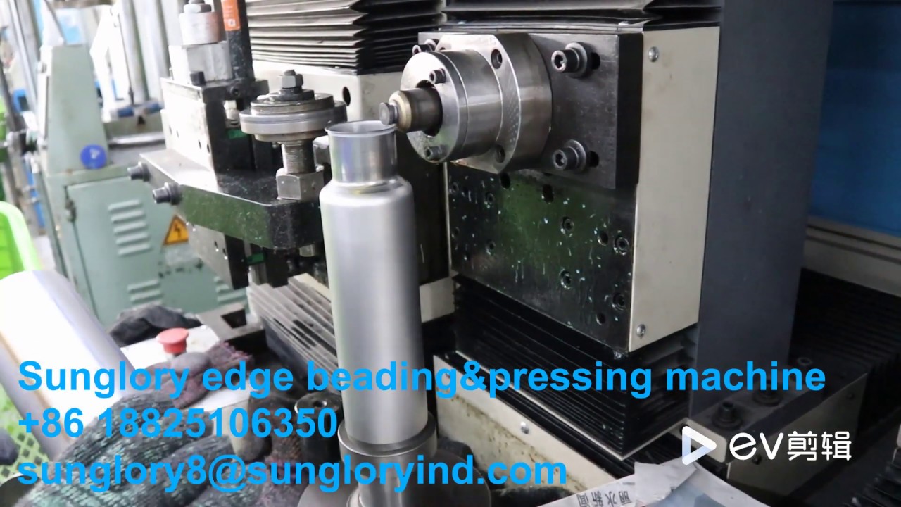 Sun Glory 2 stations bottle flask edge beading&pressing machine - YouTube