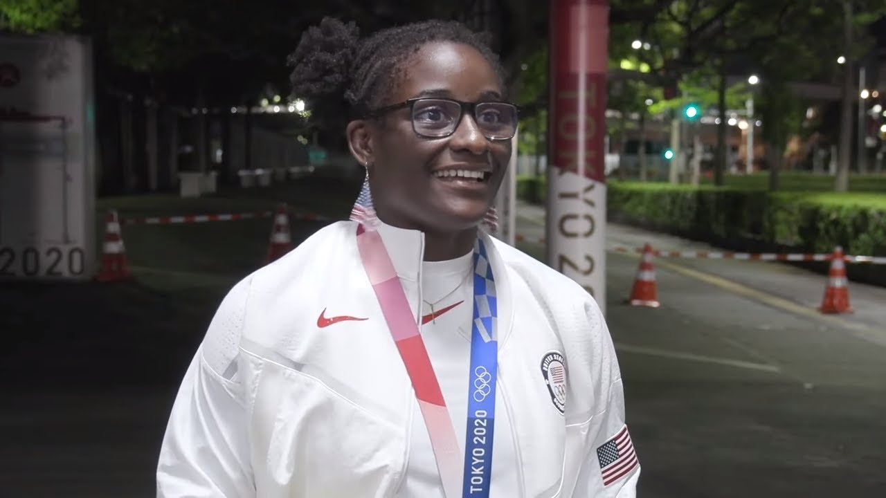 Tamyra Mensah-Stock Immediately After Winning The Olympics - YouTube
