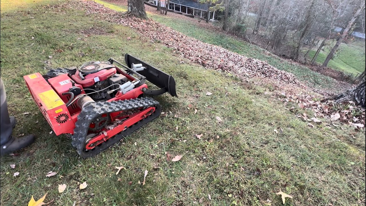 Testing New Remote Control Lawn Mower on Steep Slope - YouTube