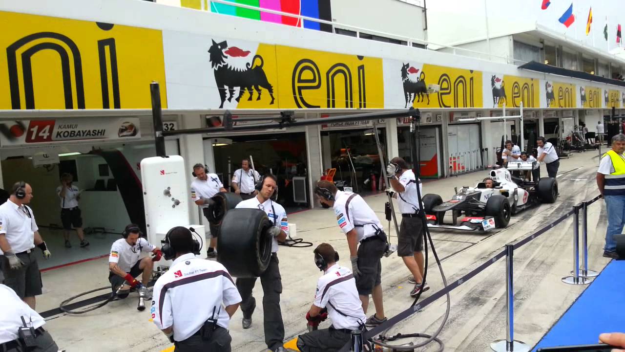 Hungaroring F1 2012 Sauber Pit Stop Practise-Long - YouTube
