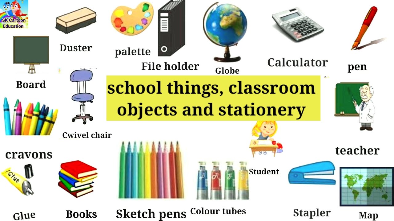 school things| classroom objects and stationery| vocabulary words by ...