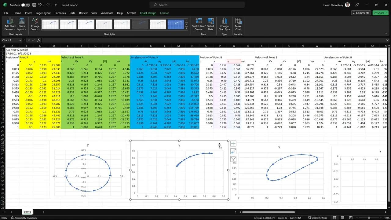 Working Model 2D Simulation - 6-Bar Linkage Mechanism: Part 4: Exporting data and plotting ...