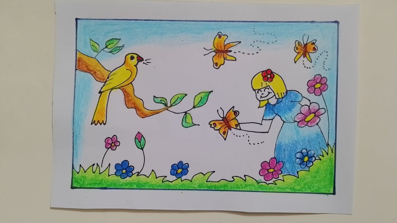 Spring season drawing 🥰 Easy Spring season drawing step by step - YouTube