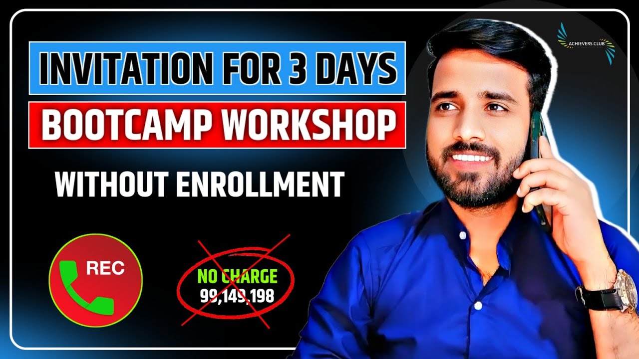 Invitation For Bootcamp Workshop || Achievers Club || Gaurav Kumar ...