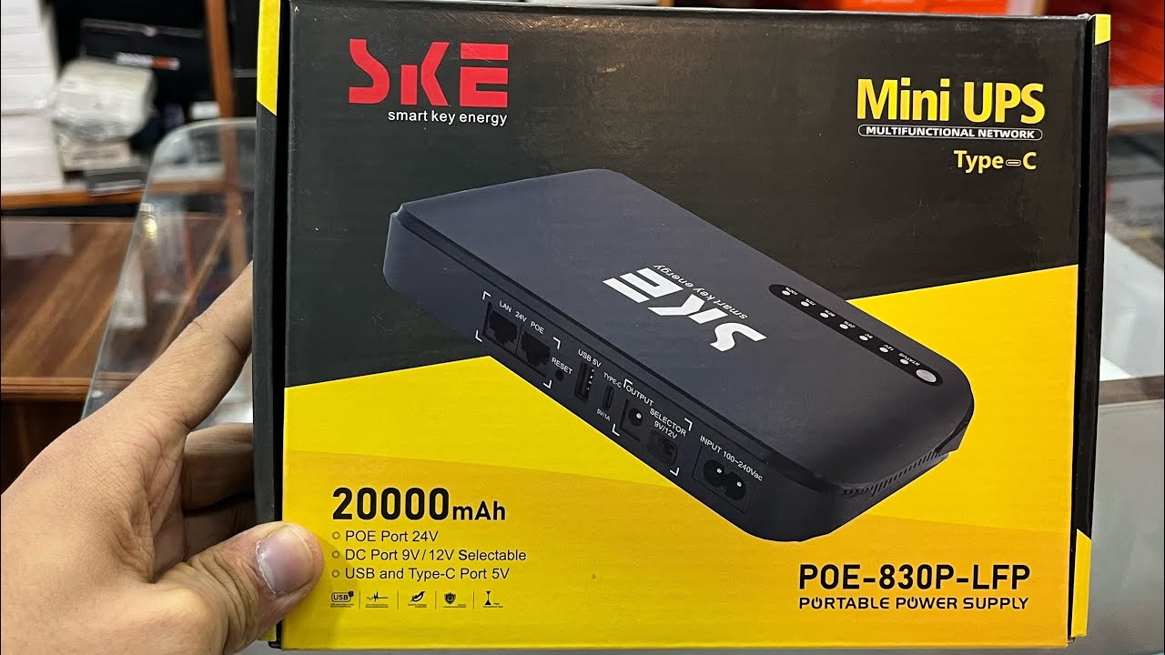 20000 mah mini ups POE-830p-LFP portable power supply - YouTube