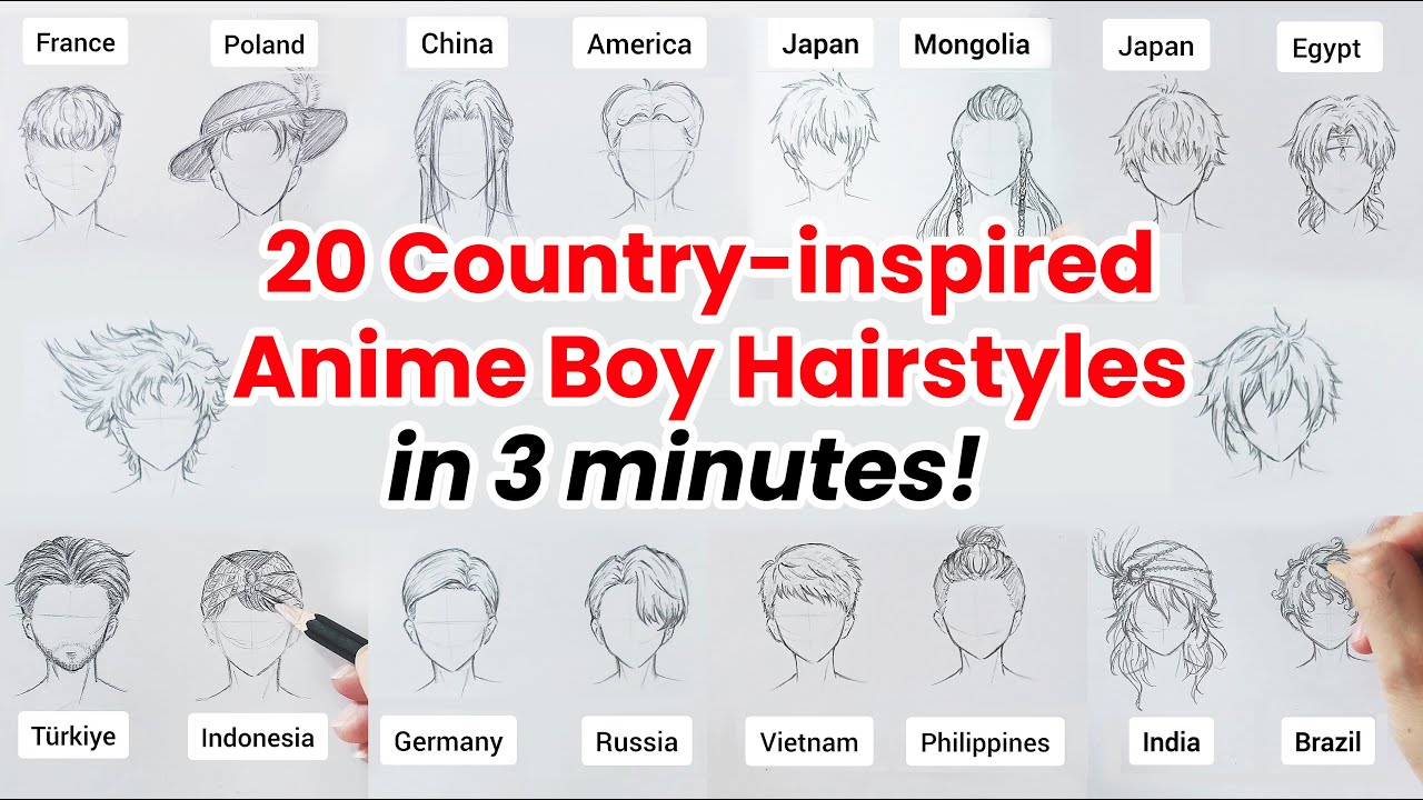 20 Country-Inspired Anime Boy Hairstyles Compilation in 3 mins | How to ...