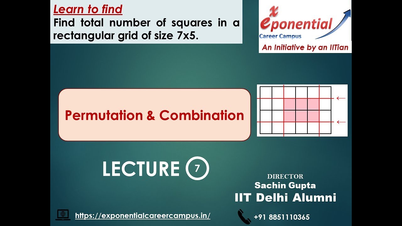 Find total number of squares in a rectangular grid of size 7x5. - YouTube