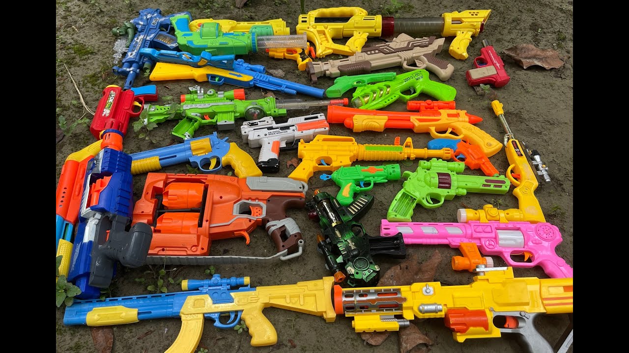 Box of Toy Guns. AK47 Rifles Toys, Metallic Tec 9 Gun, Exploding ...