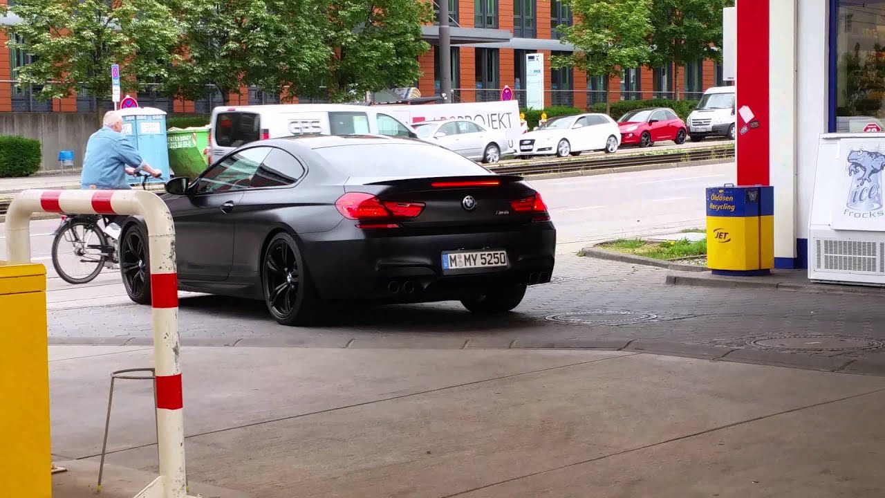 Matt Black BMW M6 Coupé Driving Out Of Gas Station In Munich! 2160p 4k ...