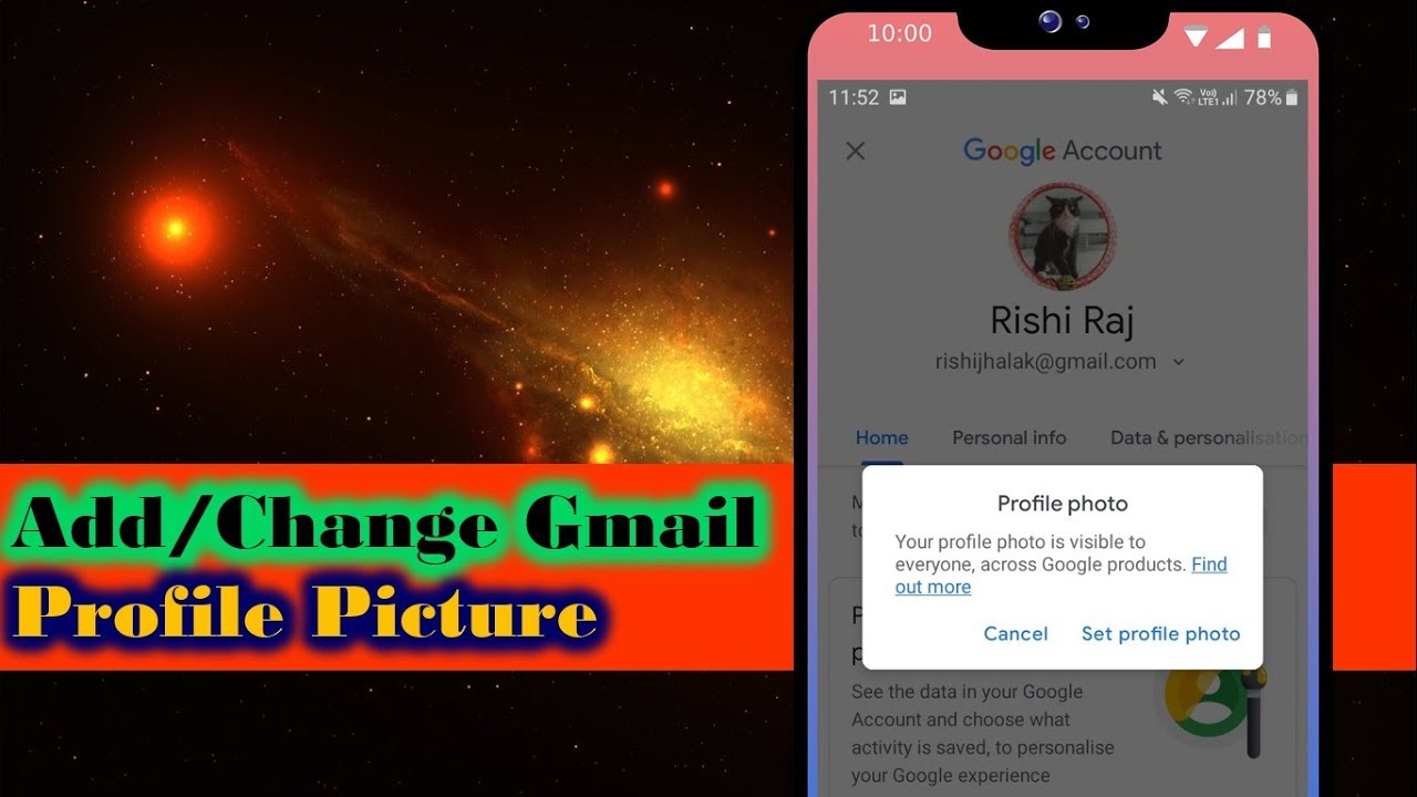 How to Add or Change Gmail Profile Picture on Android - YouTube