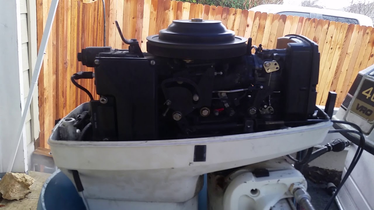 1990 40hp Johnson after carb rebuild - YouTube