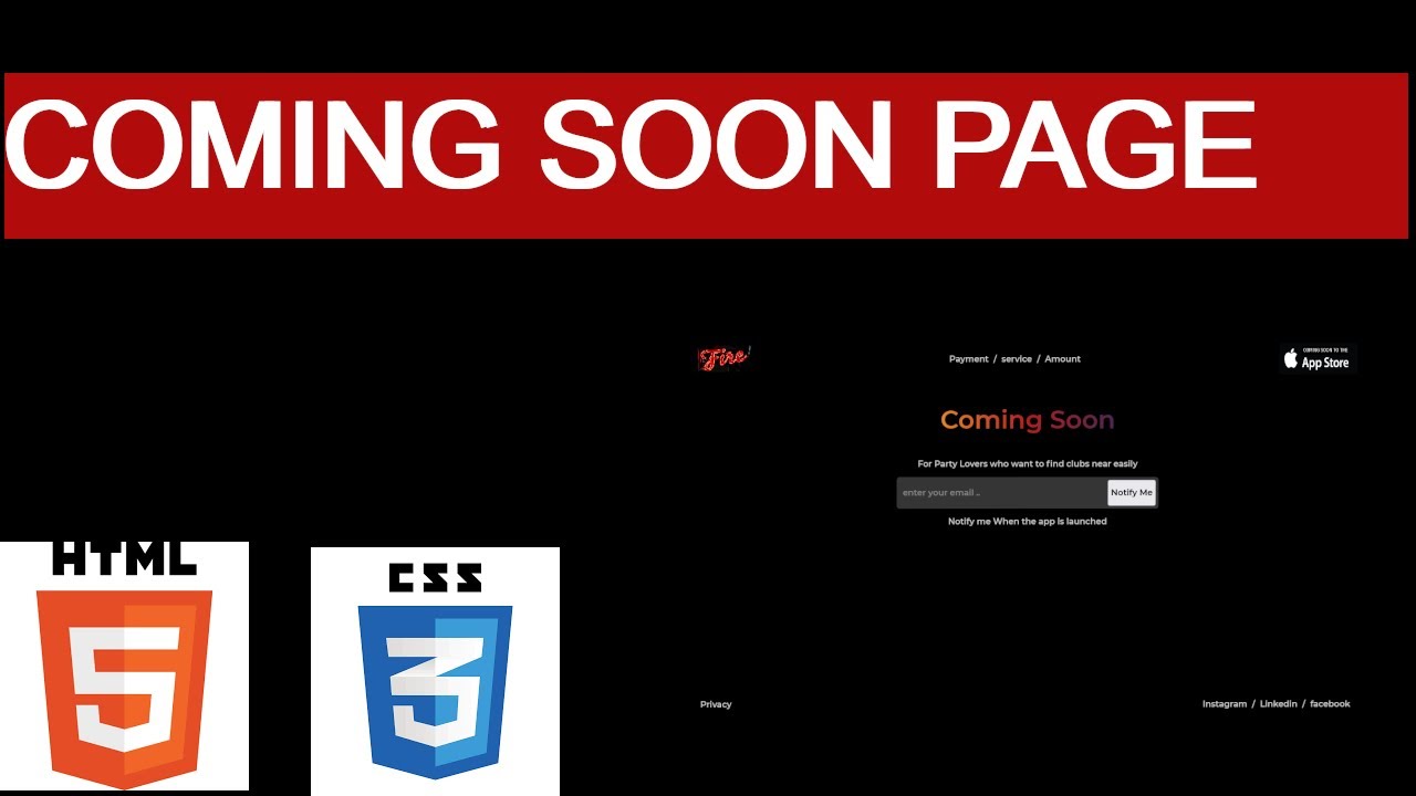 Coming soon Page using html and css - YouTube