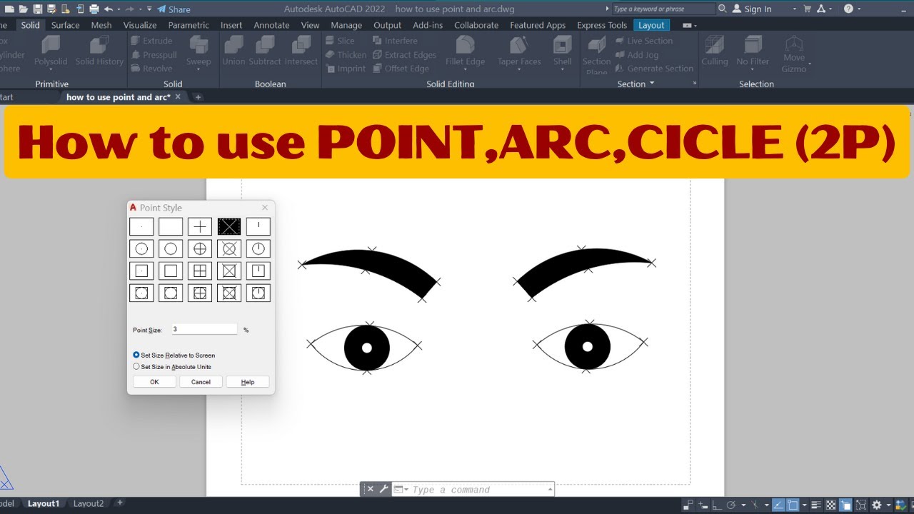 How to use #point #ARC #circle -2P method - YouTube