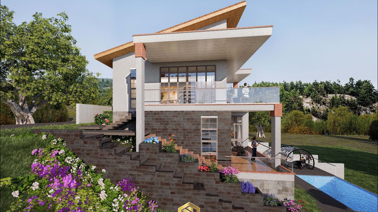 Proposed Split Residential Structure On a Sloped Terrain - YouTube