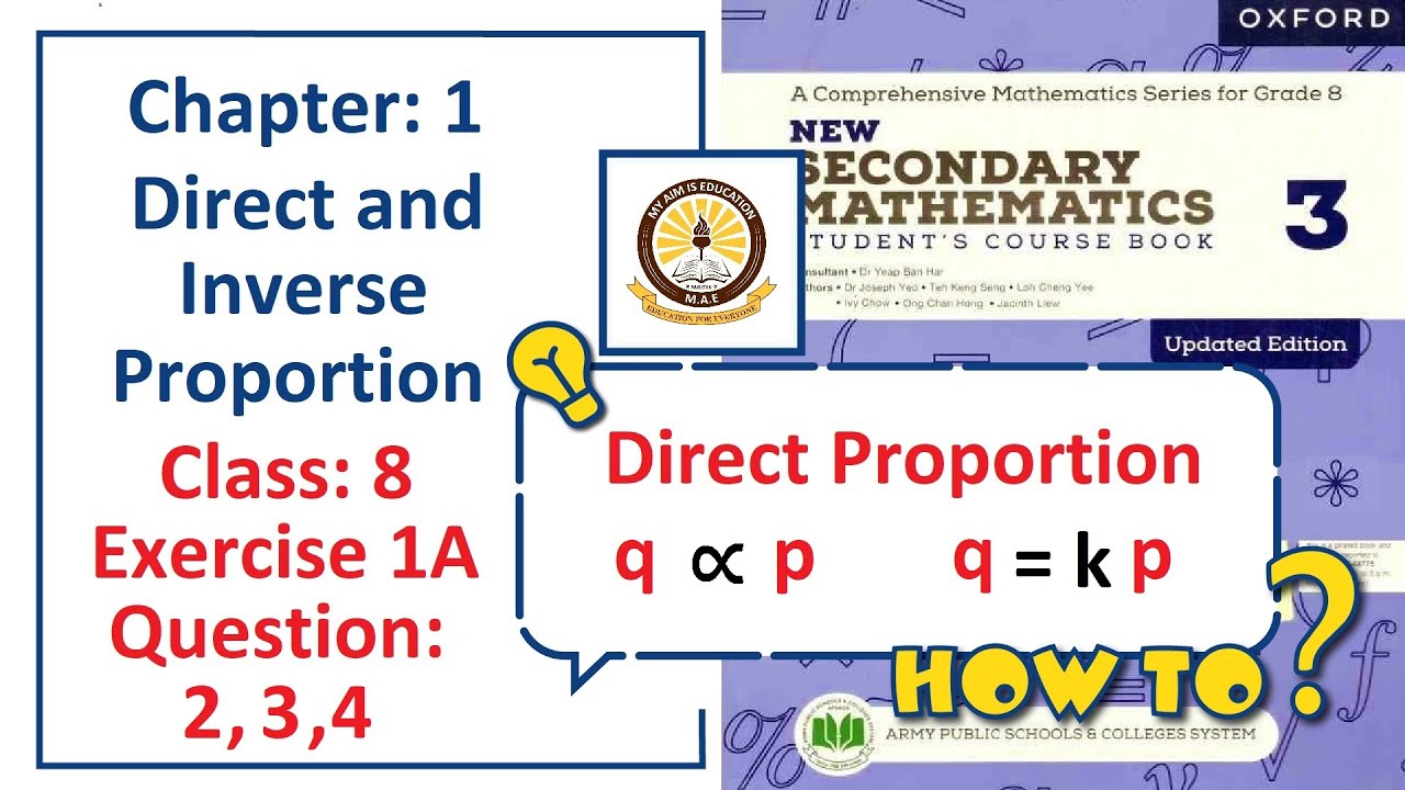 Exercise 1A Questions 2, 3 & 4 – (Direct proportion) Complete solution ...
