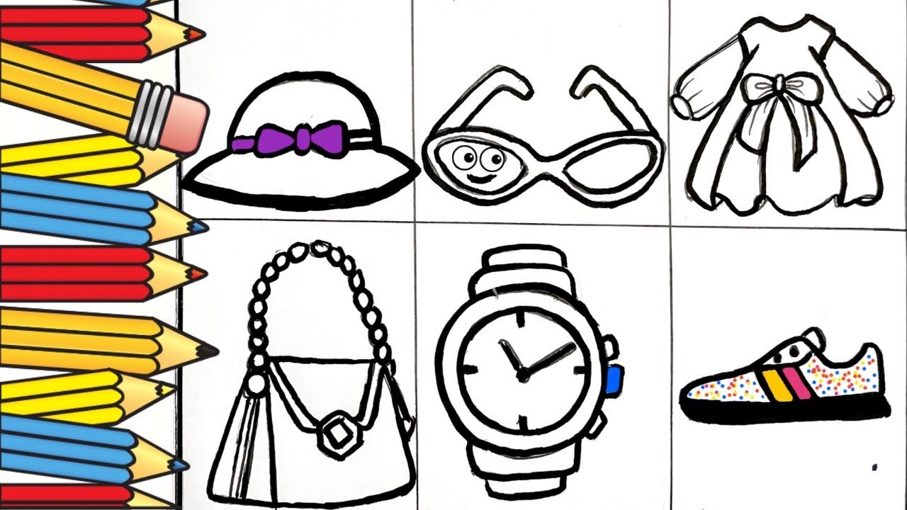 Girls Fashion Accessories 👜👠👗 Drawing, Colouring for kids and Toddlers ...