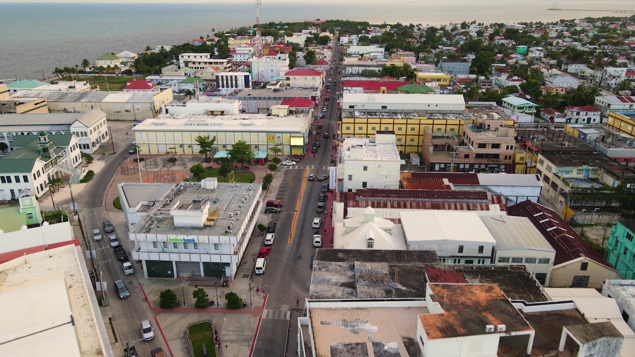 Belize City Downtown at Sunset - Drone Aerial View - YouTube